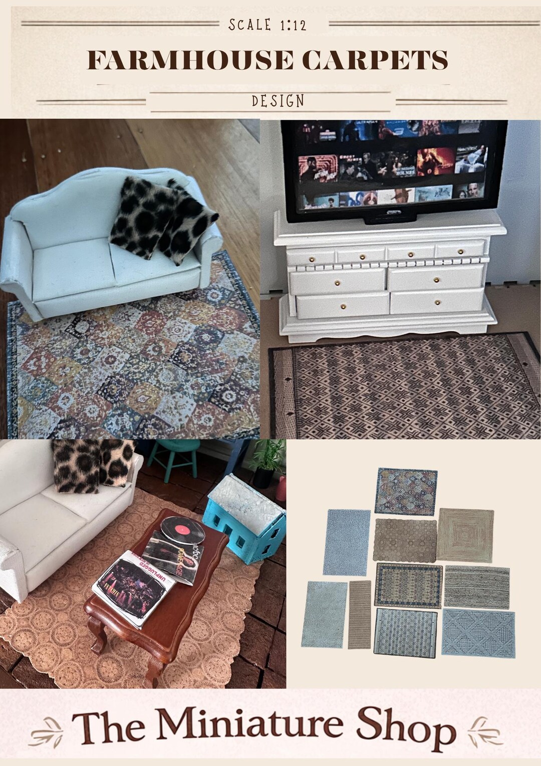 Printable Dollhouse Rugs – 10 Designs | 3 Sizes Each | Miniature ...