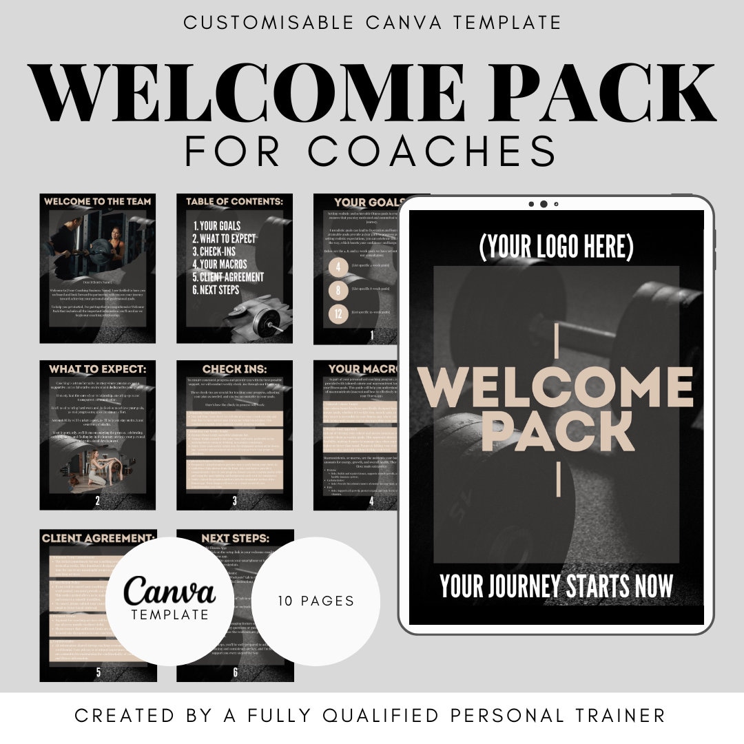 Minimalist Fitness Client Welcome Pack, Editable Template for Coaches ...