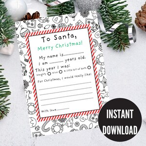 Santa Letter Colouring in Sheet Printable, Kids Christmas Activity ...