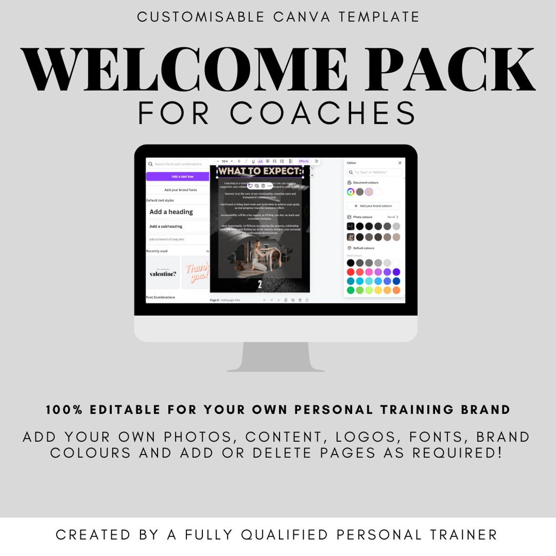Minimalist Fitness Client Welcome Pack, Editable Template for Coaches ...