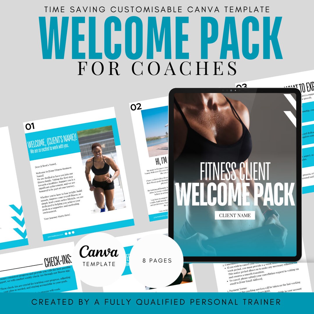 Sleek Fitness Client Welcome Pack, Editable Template for Coaches and ...