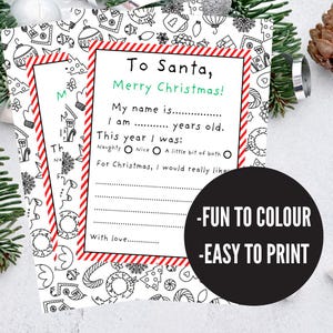 Santa Letter Colouring in Sheet Printable, Kids Christmas Activity ...