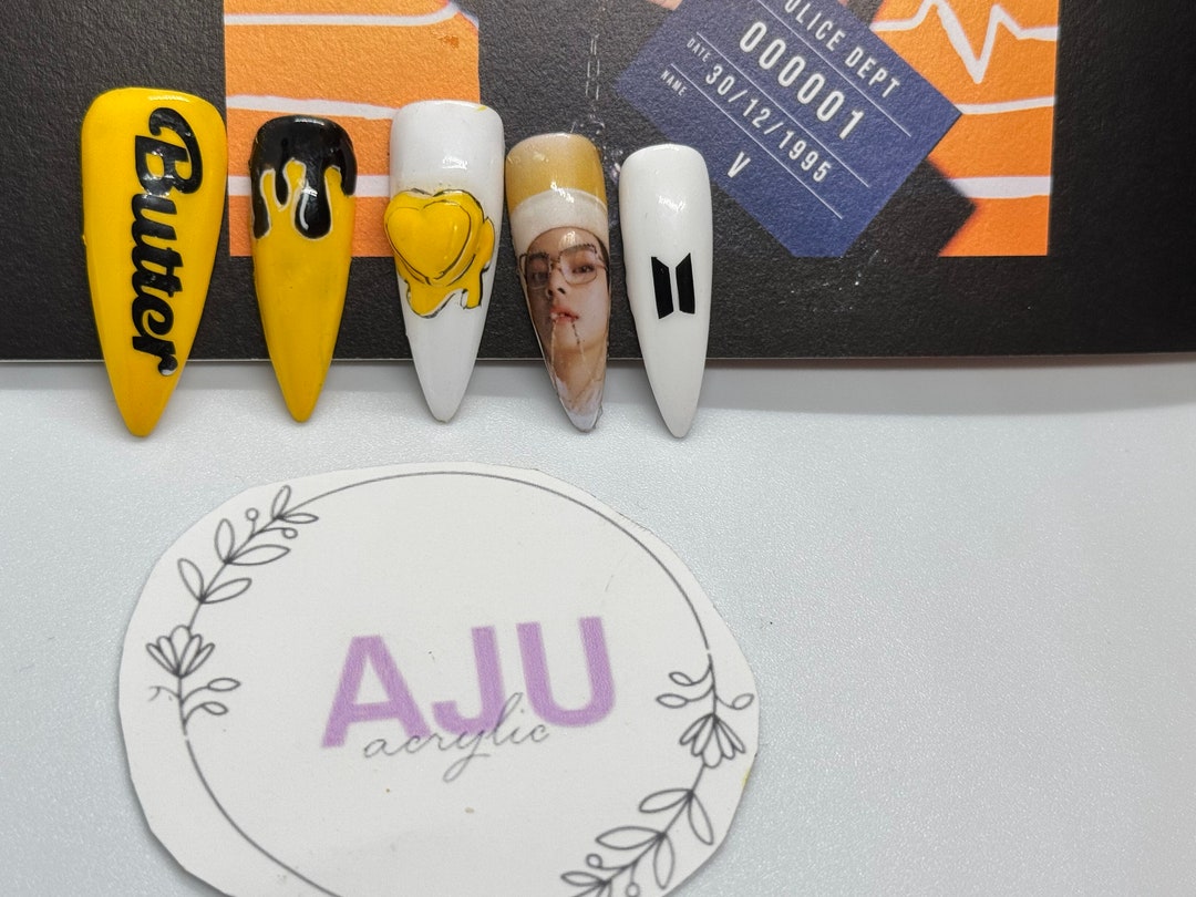 Custom K-pop Press on Nails BTS Inspired svt, Bt21, Ateez - Etsy