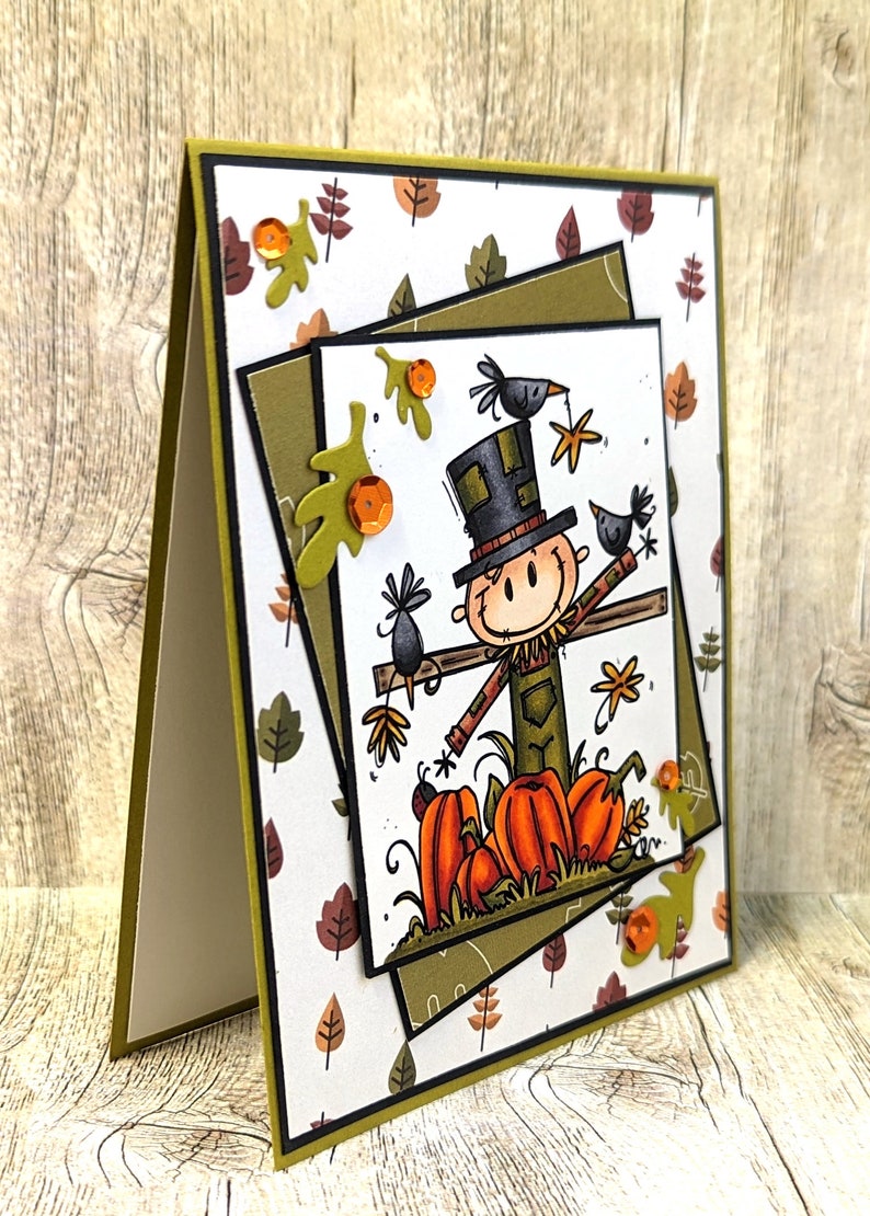 Handmade Card / Scarecrow / Fall Autumn / Greetings Crows Leaves - Etsy