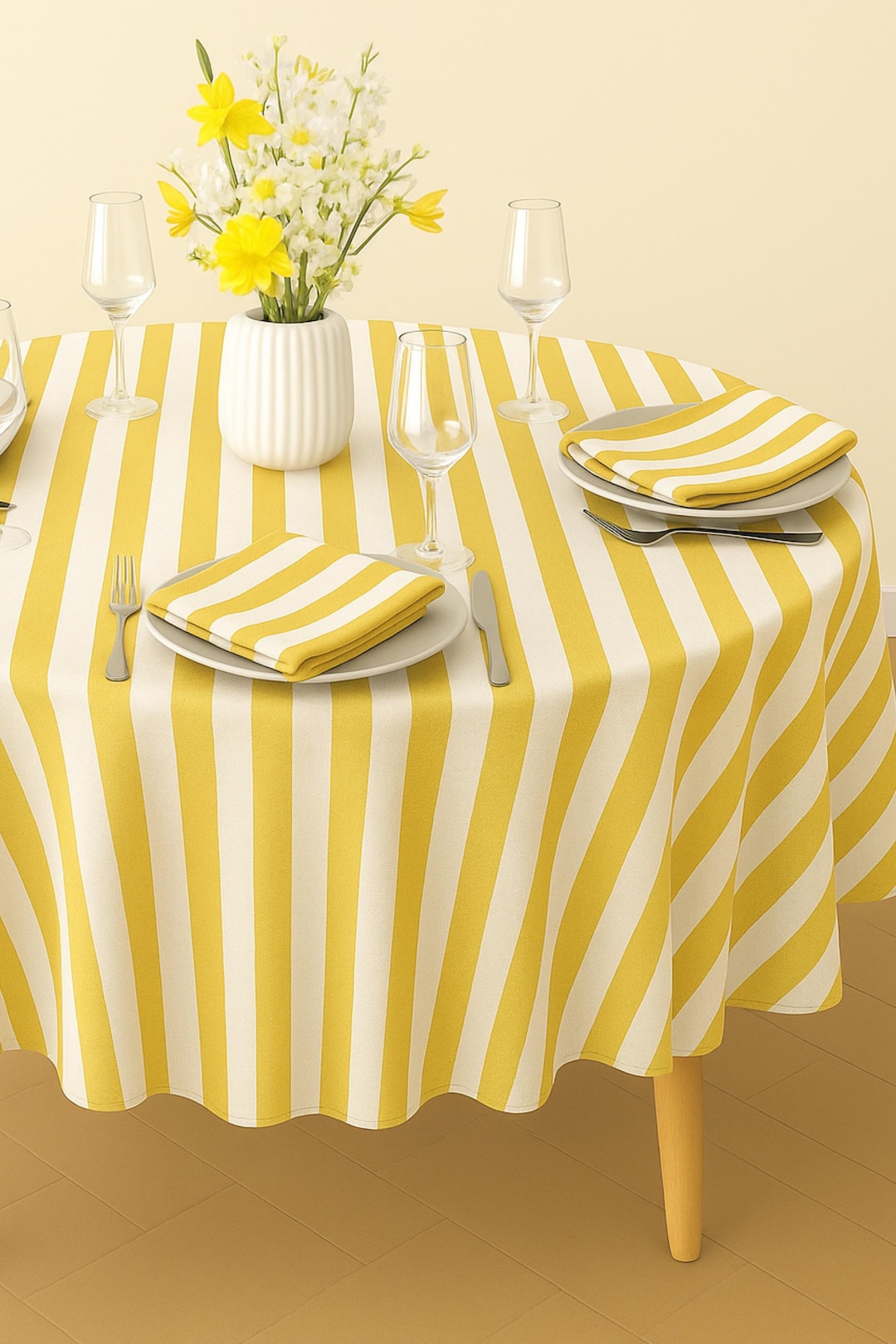 Striped Cotton Tablecloth With 12 Different Colors, Durable and Stylish ...