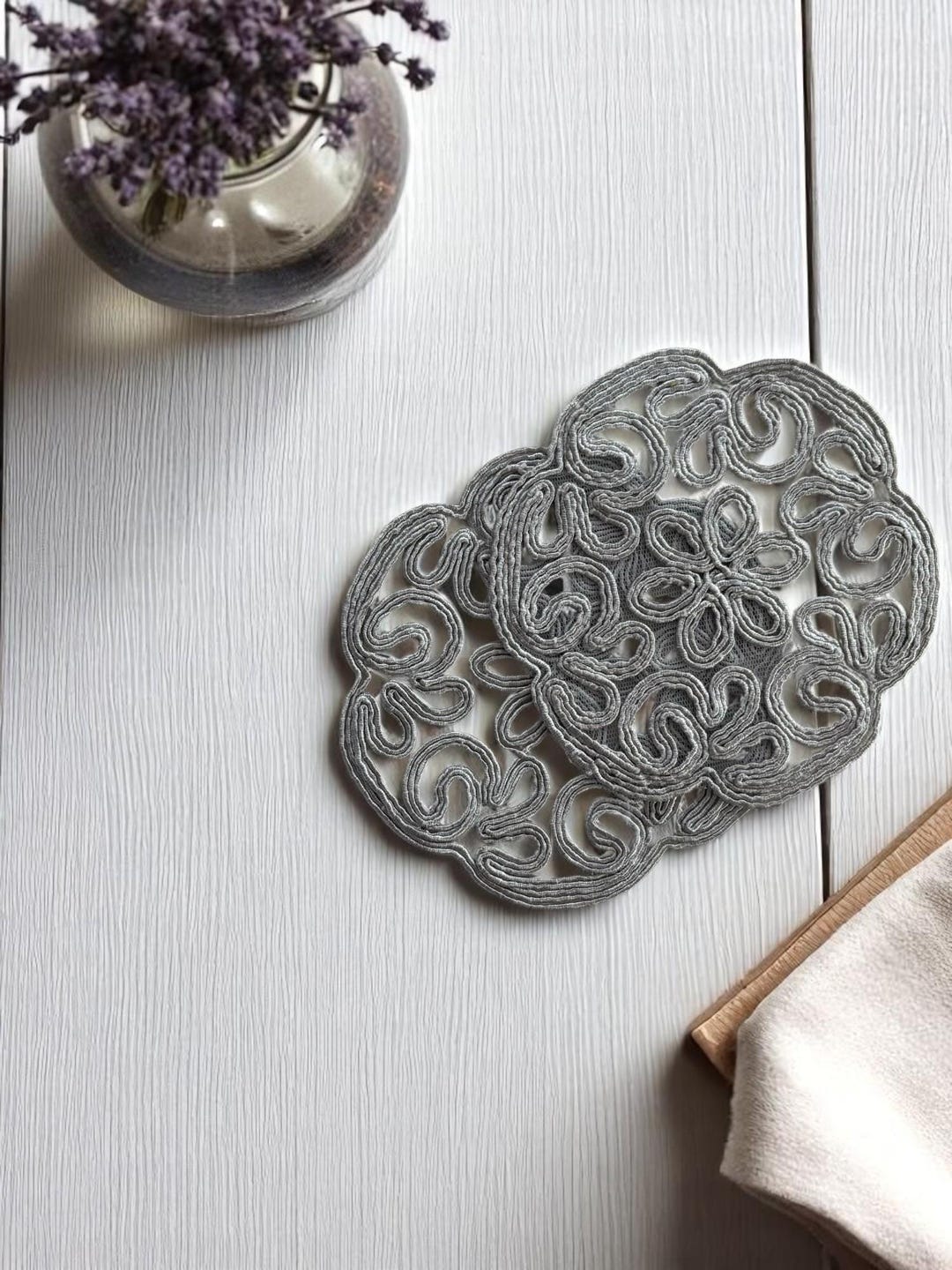 Handmade Lace Coaster Set – Lace Drink Mats – Cream or Gray – Crochet ...
