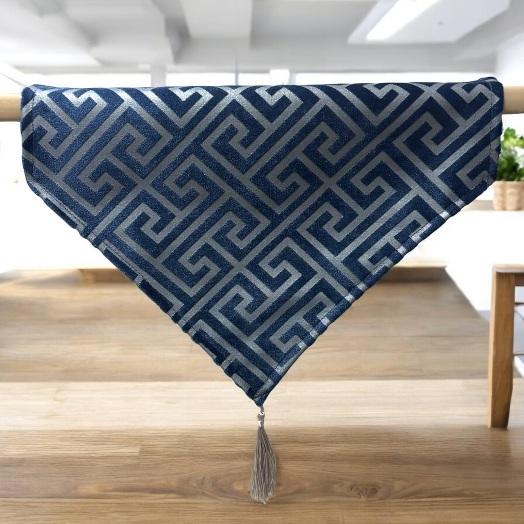 Custom Table Runner, Greek Key Pattern, Velvet Table Runner, Table ...