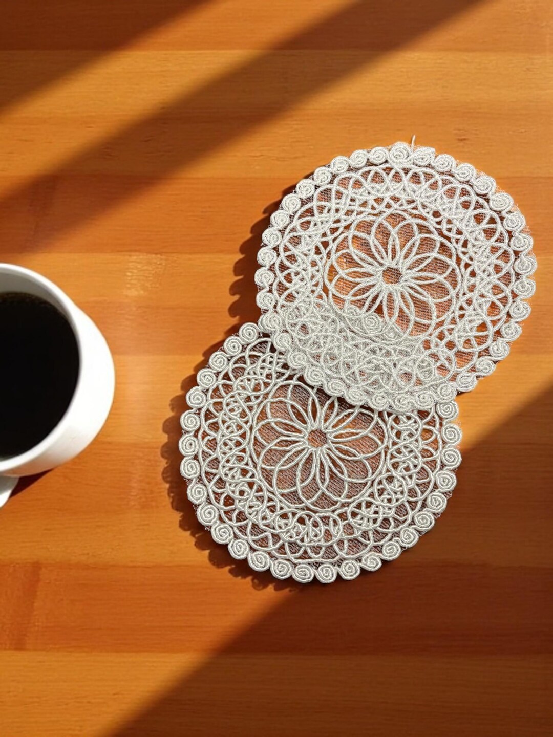 Handmade Lace Coaster Set – Cream or Cappuccino – Crochet Table Decor ...