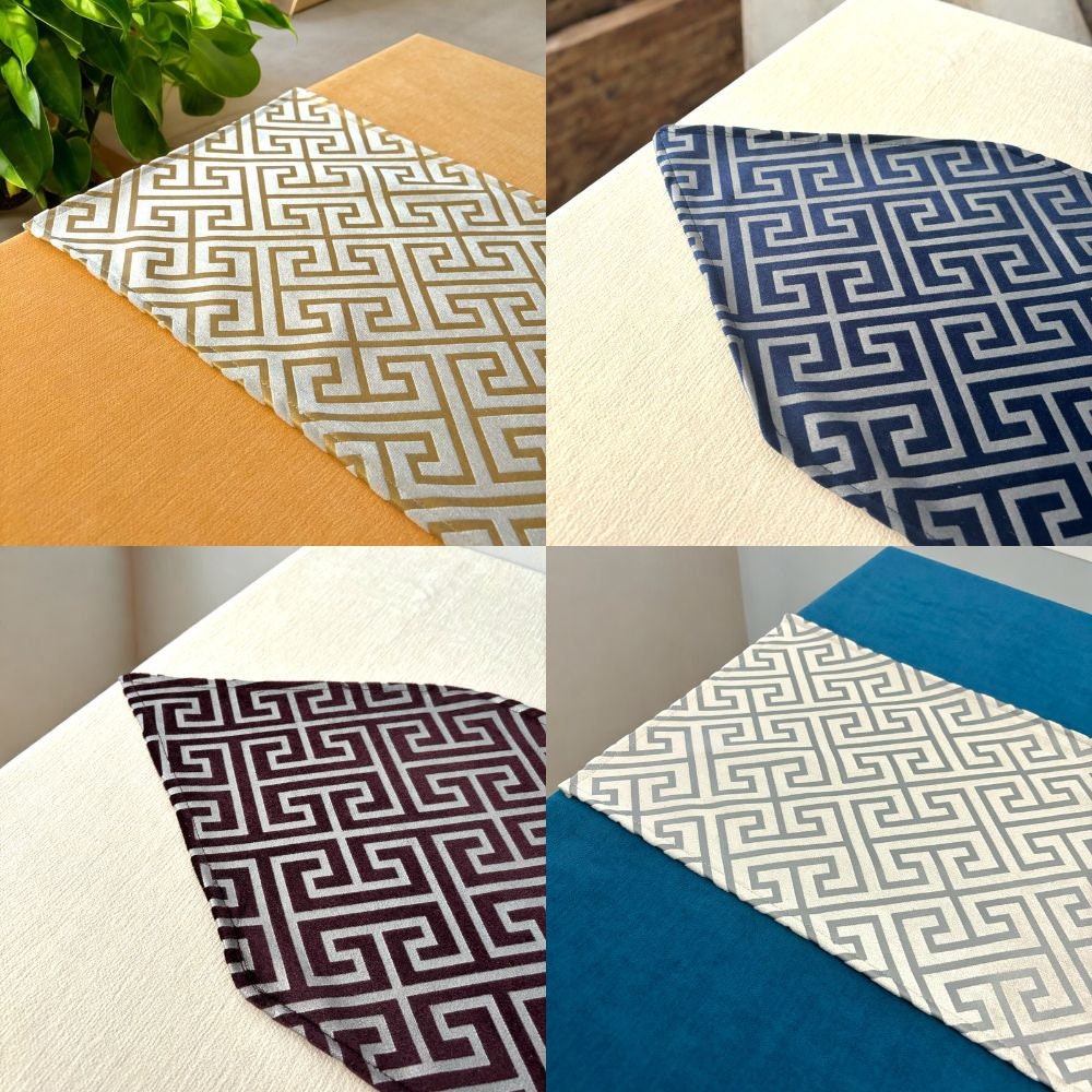 Custom Table Runner, Greek Key Pattern, Velvet Table Runner, Long Table ...