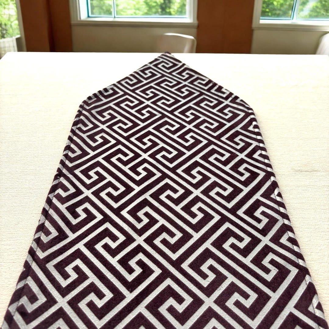 Custom Table Runner, Greek Key Pattern, Velvet Table Runner, Long Table ...