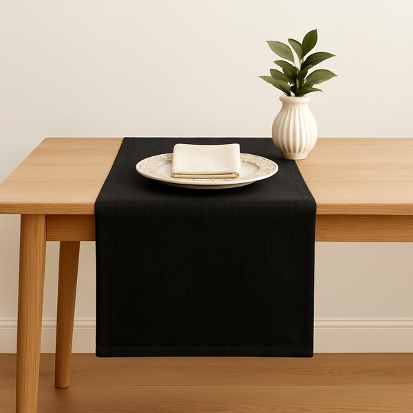 Black Table Runner - Etsy