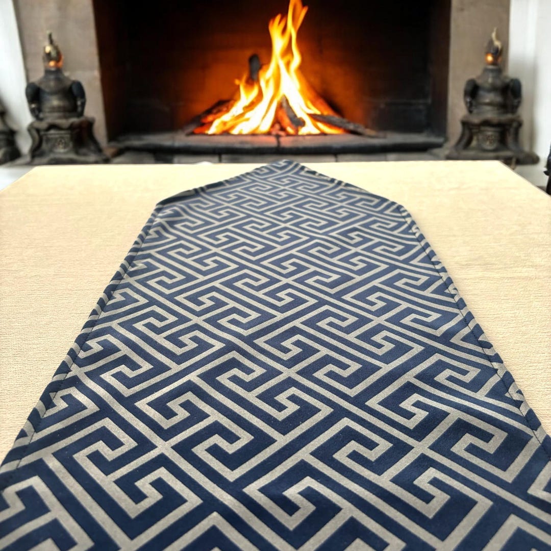 Custom Table Runner, Greek Key Pattern, Velvet Table Runner, Long Table ...