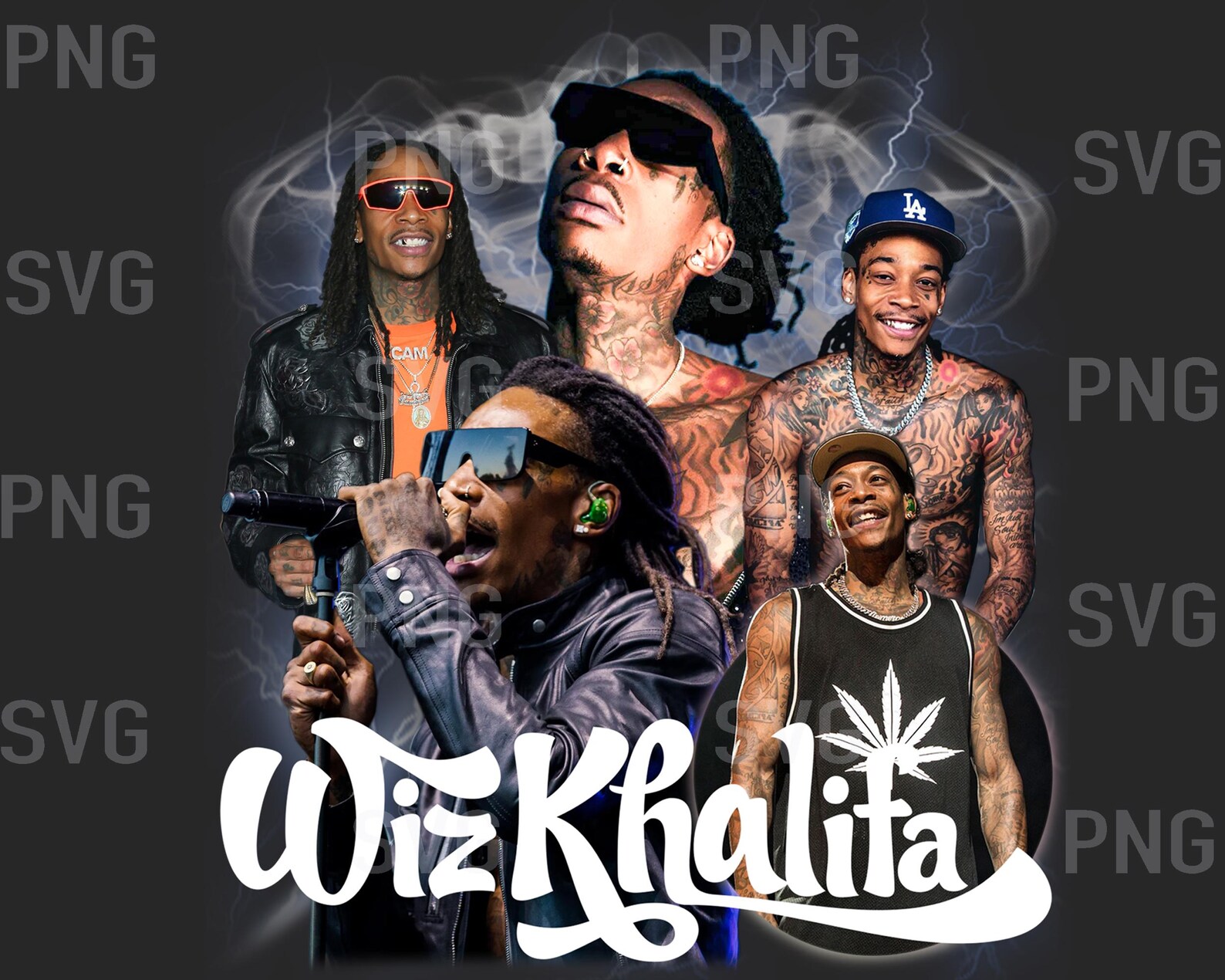 Wiz Khalifa Png , Ready to Print, Printable Design, Hiphop Artist, 90s ...