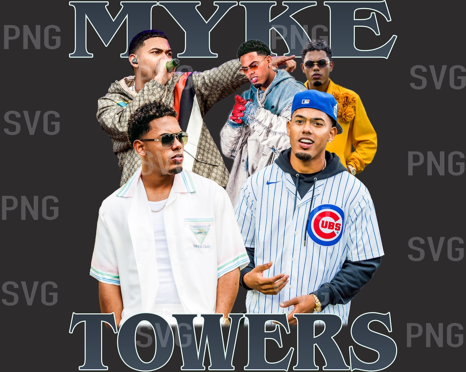 Myke Towers Png, Ready to Print, Printable Design, Hiphop Artist, 90s ...