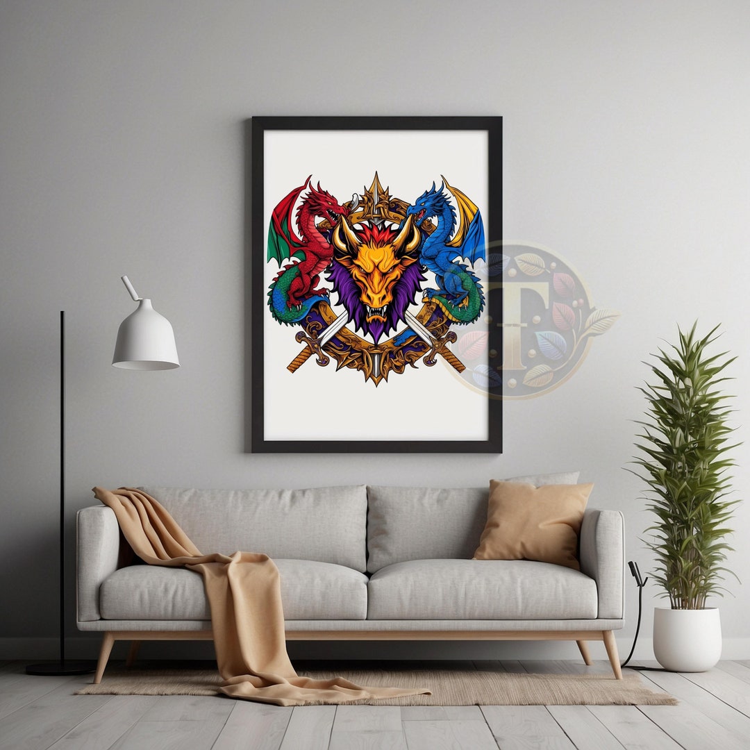 Epic Dragon Crest PNG Digital Download Mythical Fantasy Art Dragon ...