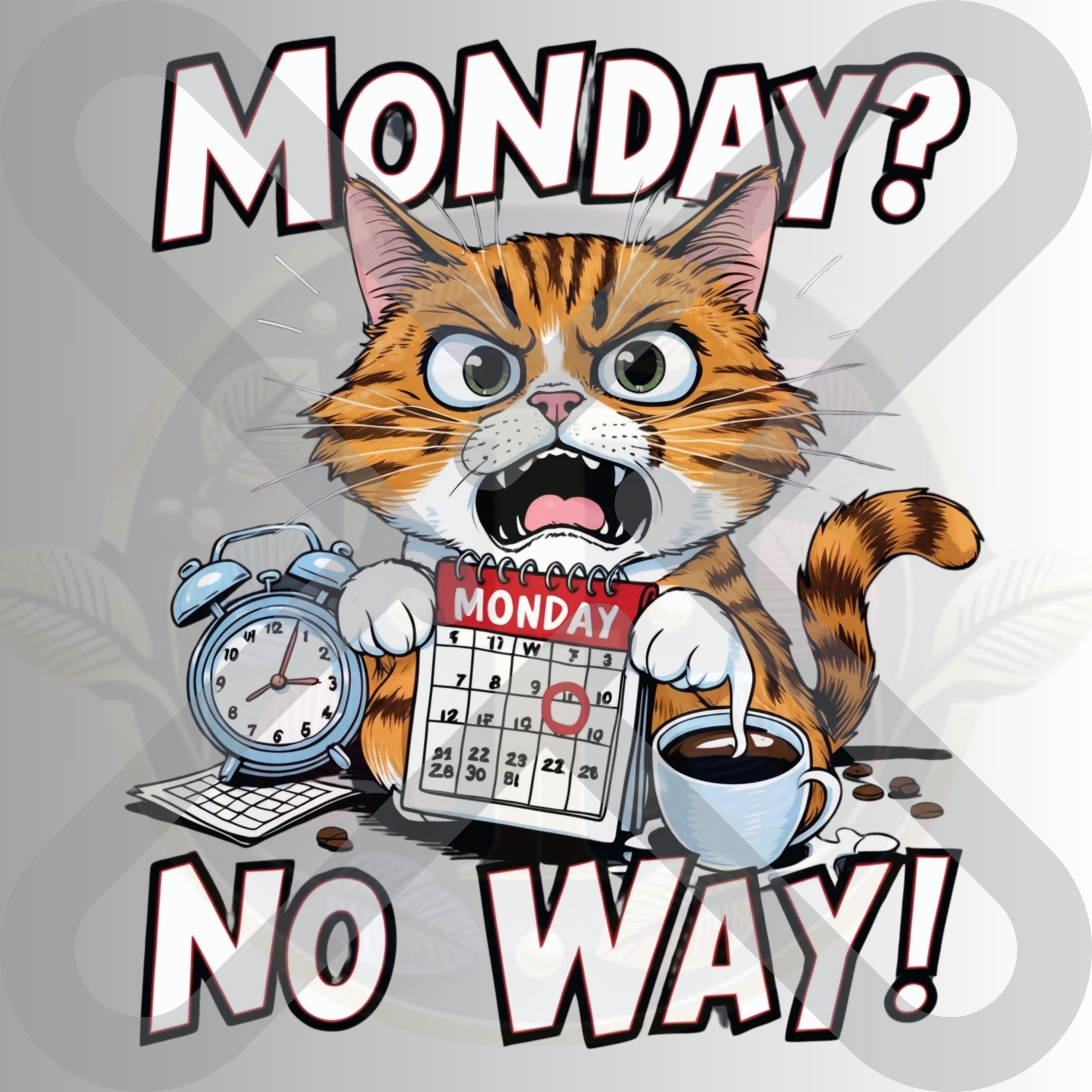 Monday No Way Cat PNG Digital Download Funny Cat Art Monday Blues ...