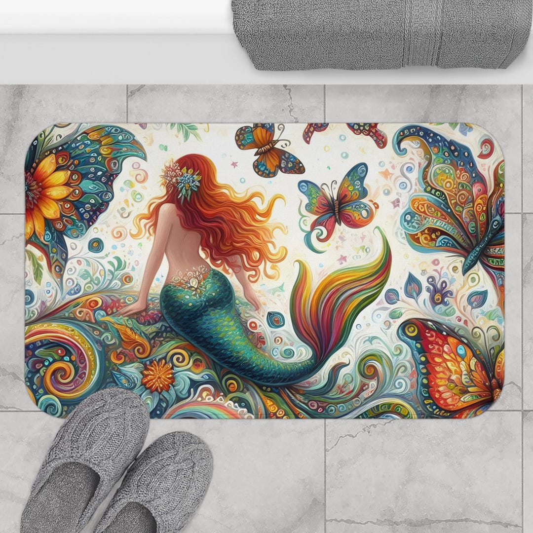 Mermaid Fantasy Bath Mat - Matching Shower Curtain Available ...