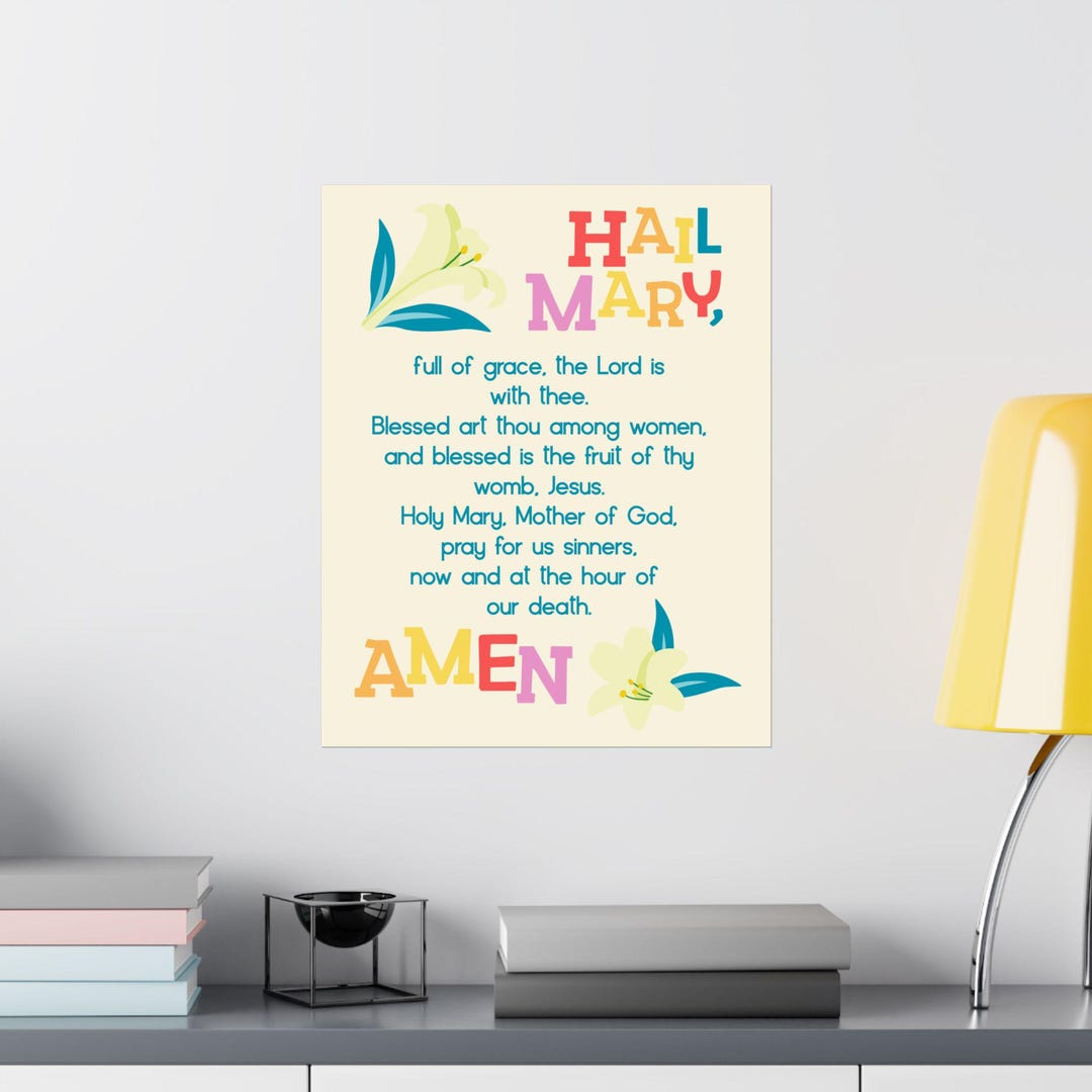 Hail Mary Prayer Poster Matte Vertical Poster | Catholic Classroom ...
