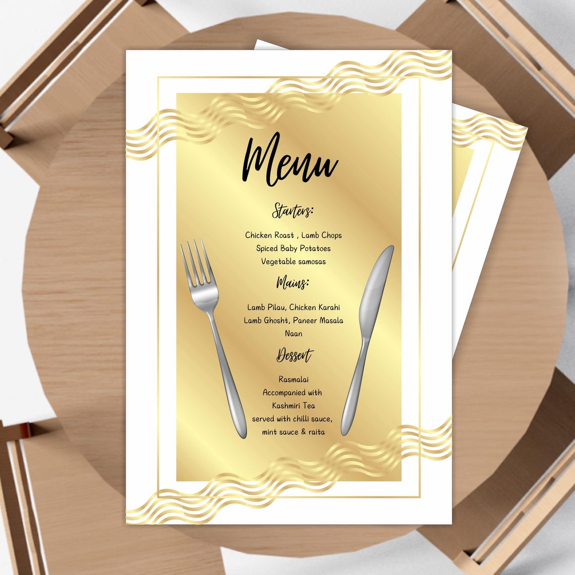 EDITABLE Wavy Menu Template, Digital Wavy Menu Template, Menu Card for ...