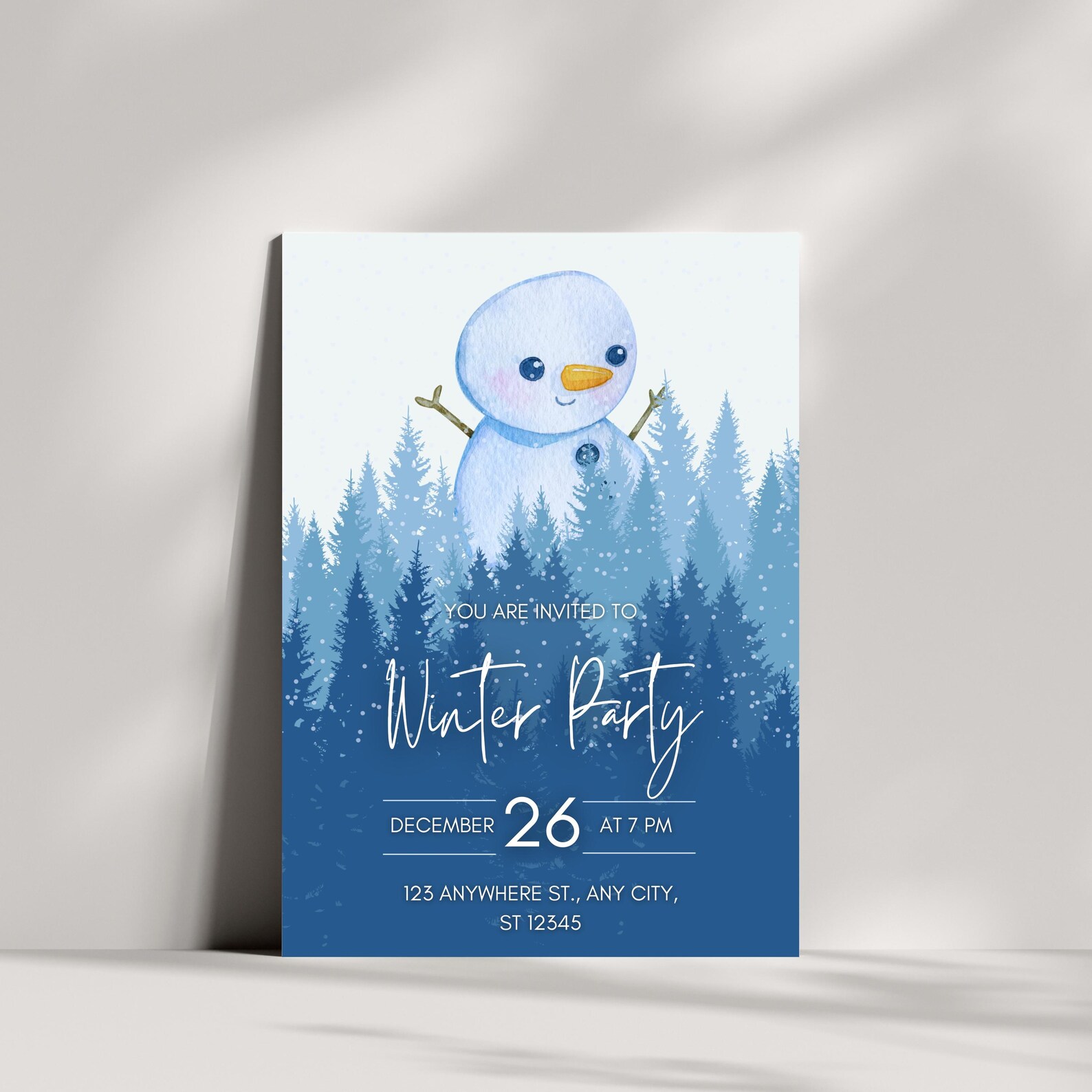 Editable Winter Party Invitation, Snowy Celebration Invite, Winter ...