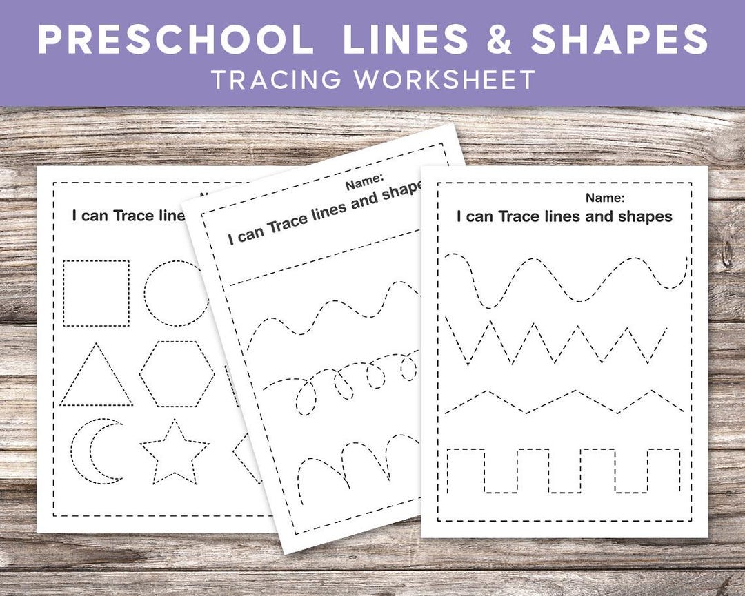 Preschool Lines & Shapes Tracing Worksheets Bundle 15 Printable Pre ...