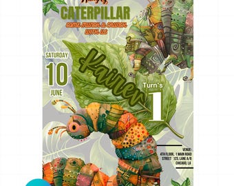 Very Hungry Caterpillar First Birthday Invitation, Fat Caterpillar ...