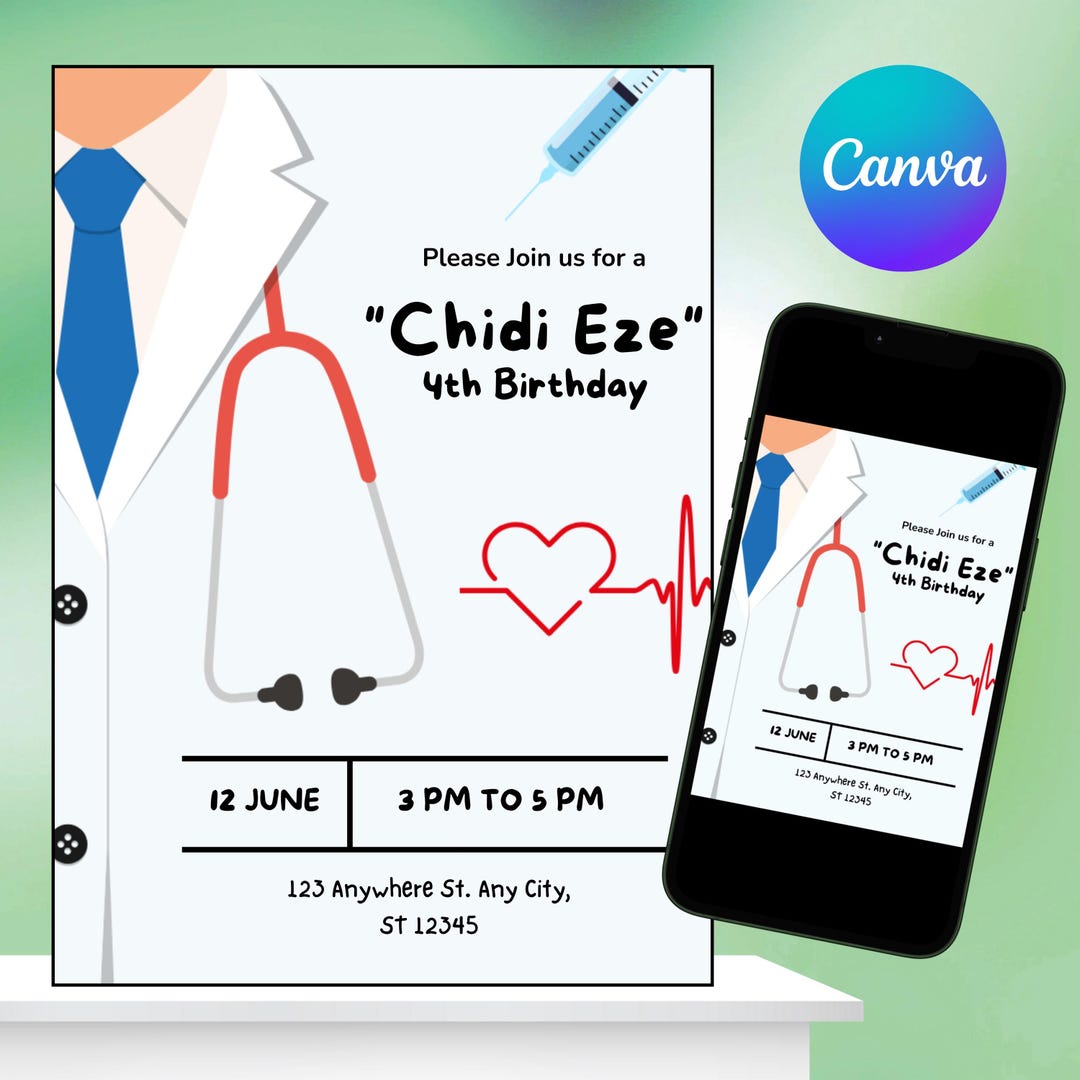 Kids Doctor Birthday Invitation, EDITABLE First Responders Party Invite ...