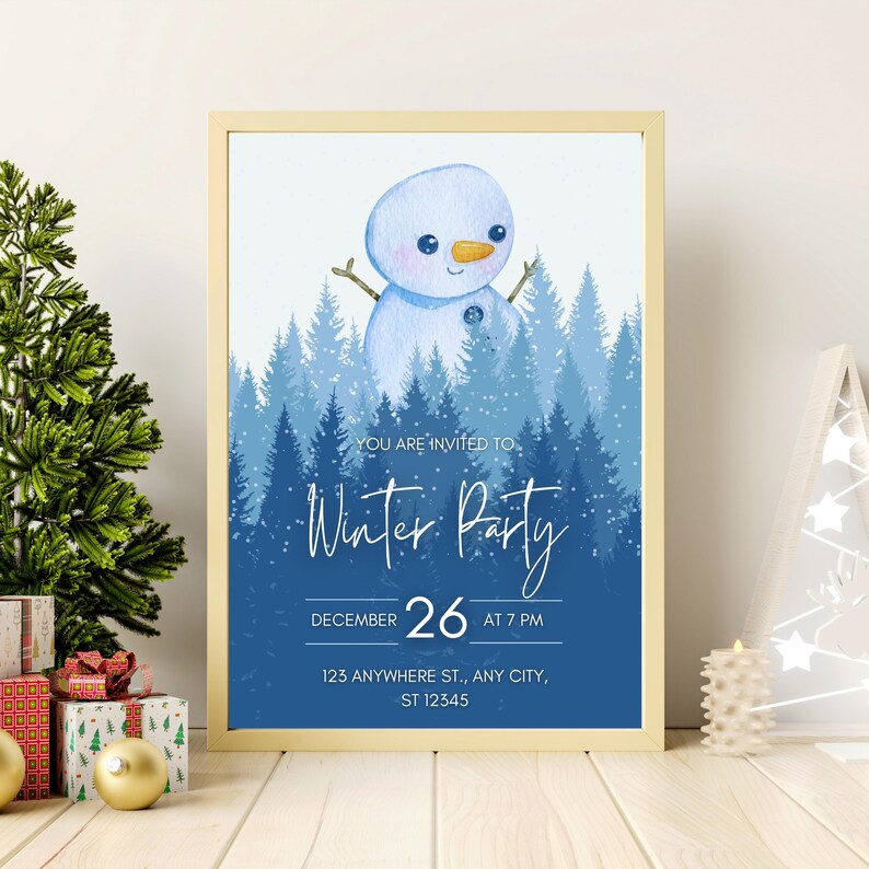Editable Winter Party Invitation, Snowy Celebration Invite, Winter ...