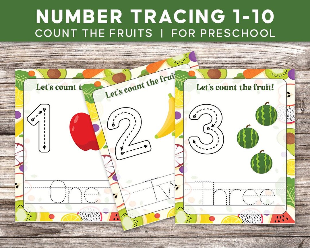 Number Tracing 1-10 & Counting Fruits Activity Book for Preschool 10 ...
