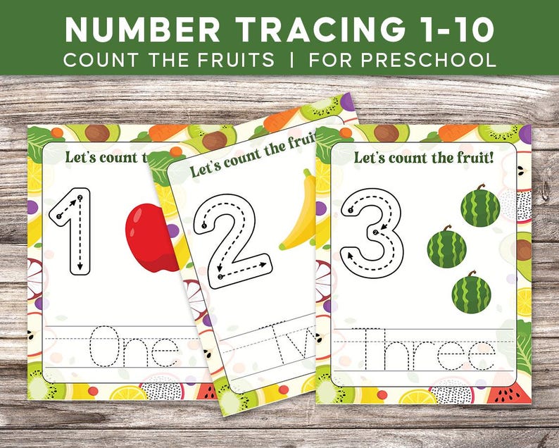 Number Tracing 1-10 & Counting Fruits Activity Book for Preschool 10 ...