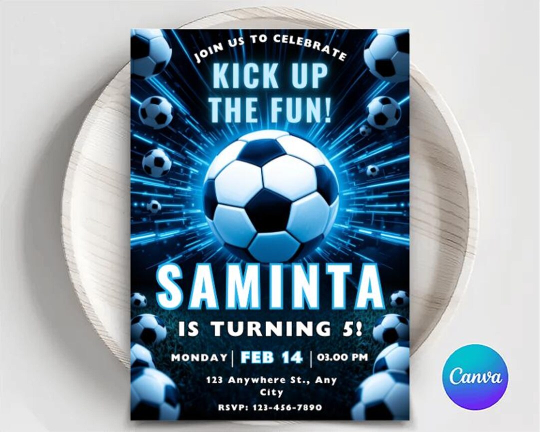 Editable Soccer Birthday Invitation Template, Boys Soccer Party ...