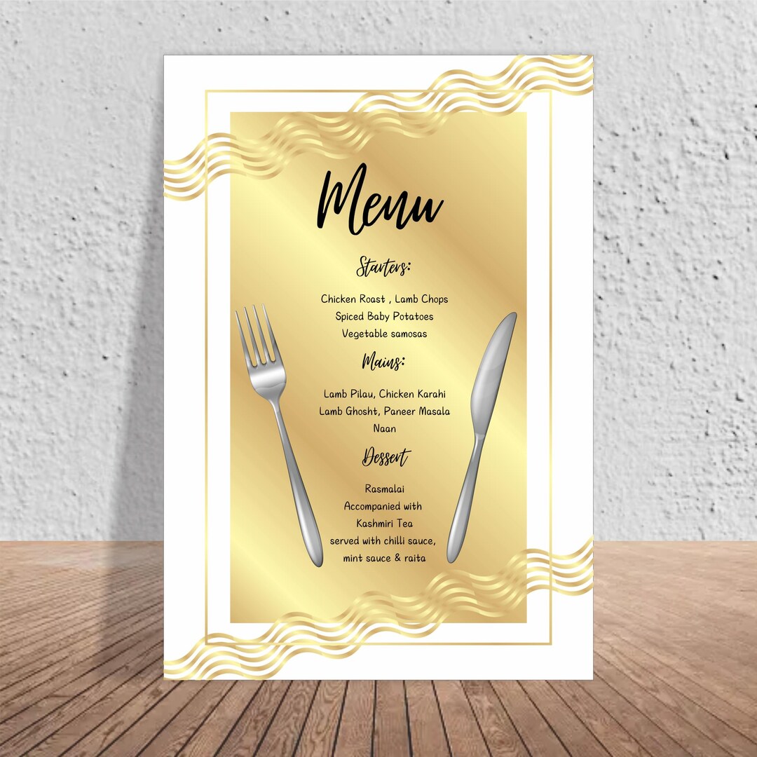 EDITABLE Wavy Menu Template, Digital Wavy Menu Template, Menu Card for ...