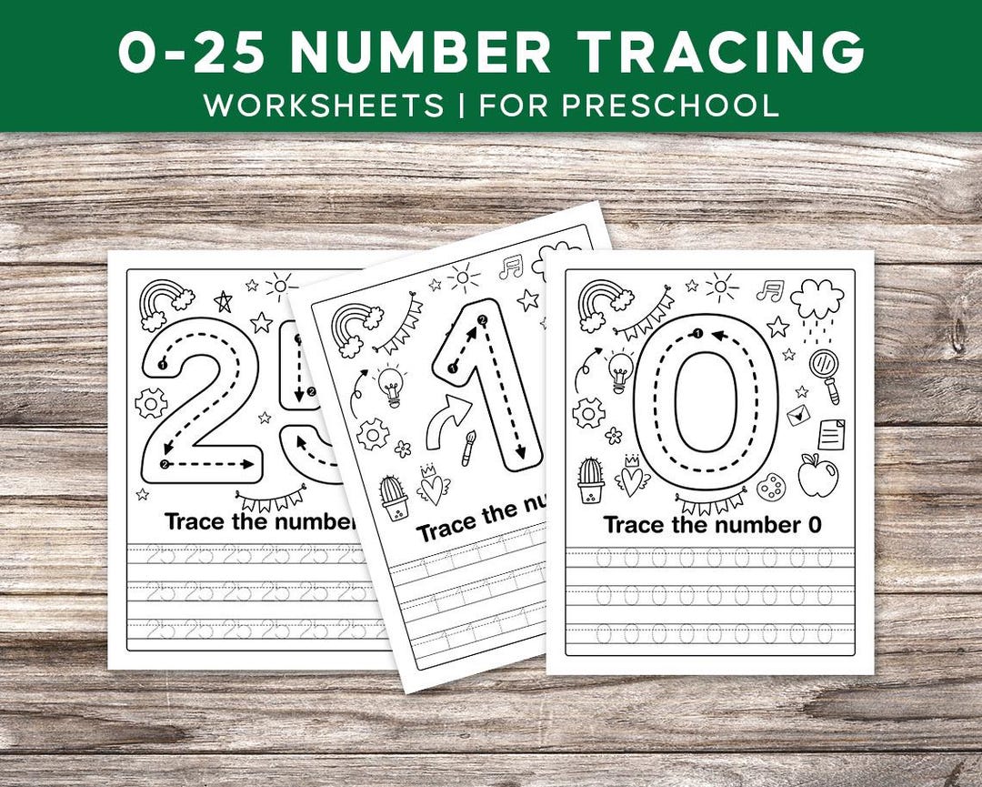 25 Number Tracing Worksheets for Kids Learn Numbers 0-25 With Fun ...
