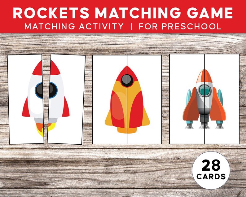 Rockets Matching Game for Preschool 7-page Matching Activity Printable ...