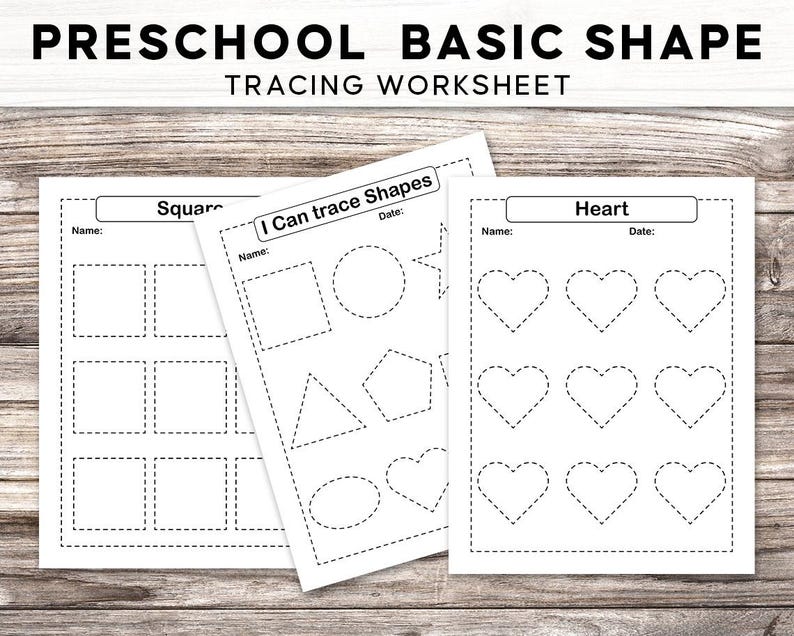Preschool Basic Shape Tracing Worksheets 10 Pages of Fun and ...