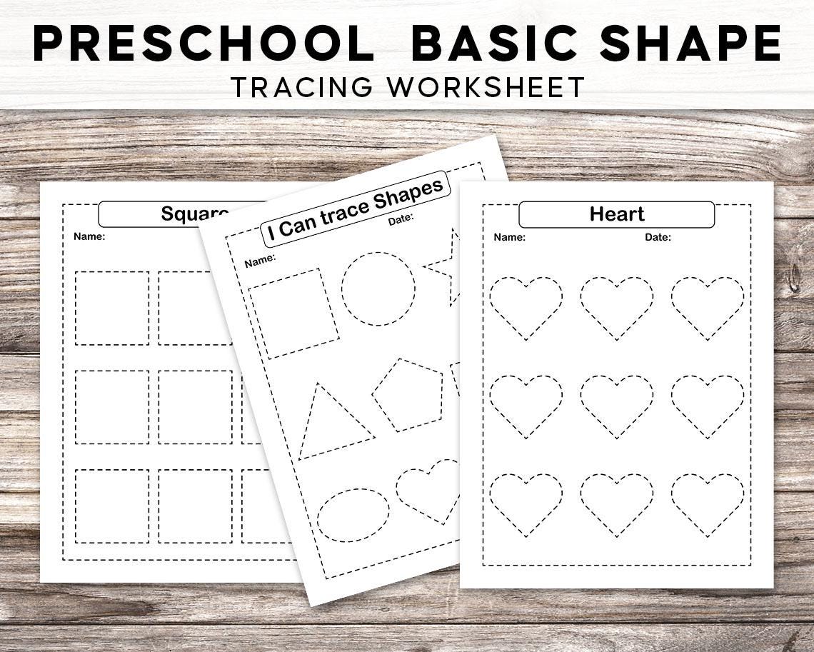 Preschool Basic Shape Tracing Worksheets 10 Pages of Fun and ...