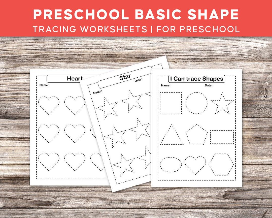 Preschool Basic Shape Tracing Worksheets 10 Pages of Fun and ...