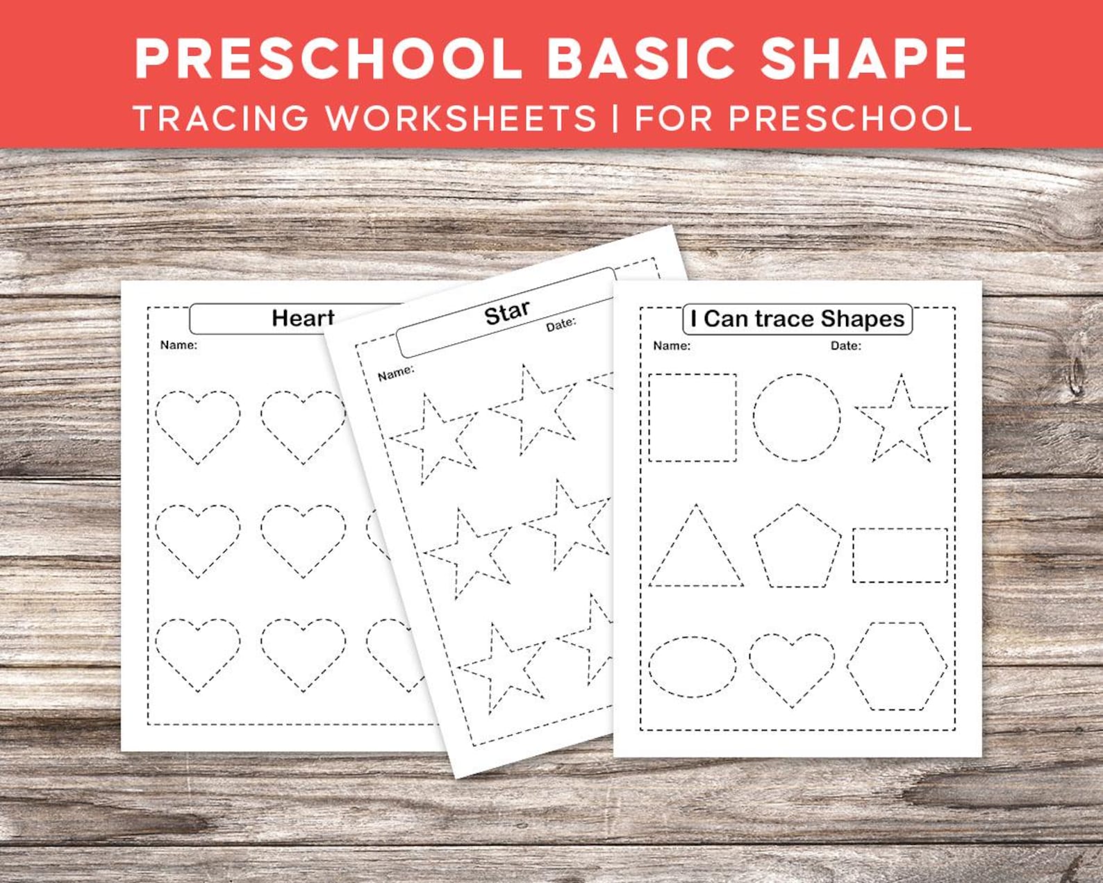 Preschool Basic Shape Tracing Worksheets 10 Pages of Fun and ...