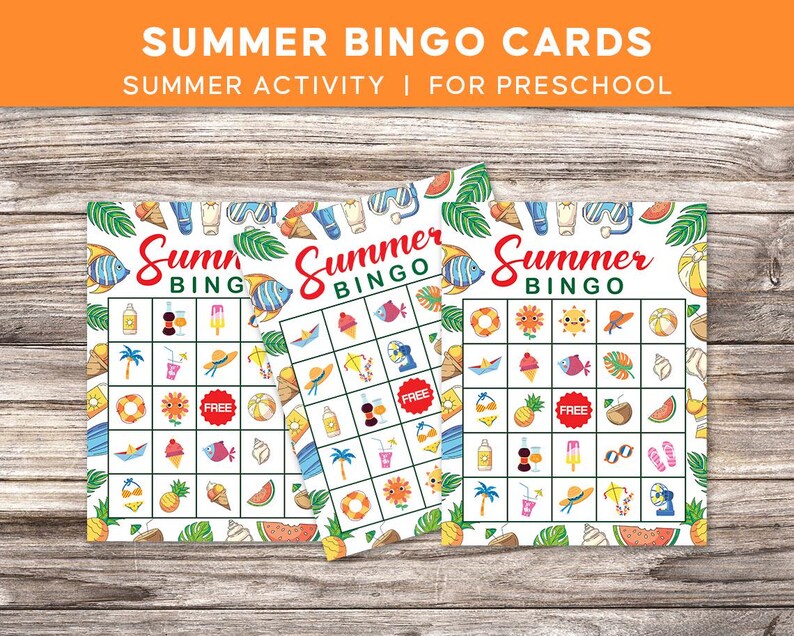 Summer Bingo Game 30 Unique Bingo Cards 5 Bonus Coloring Pages ...