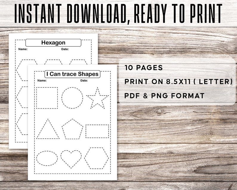 Preschool Basic Shape Tracing Worksheets 10 Pages of Fun and ...