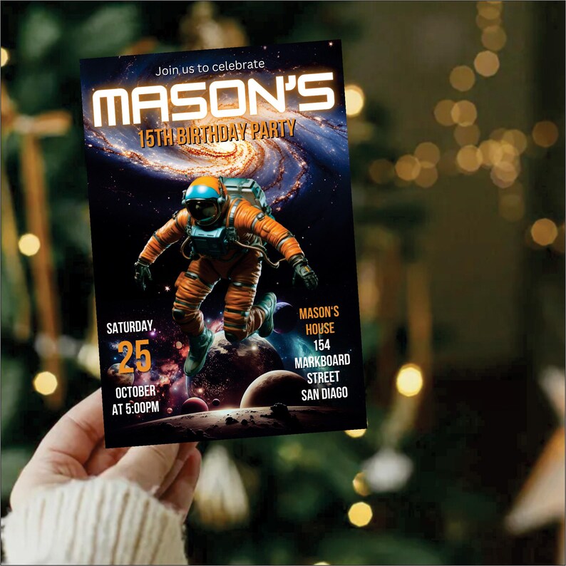 Editable Space Birthday Invitation | Planets Rocket Astronaut Invite ...