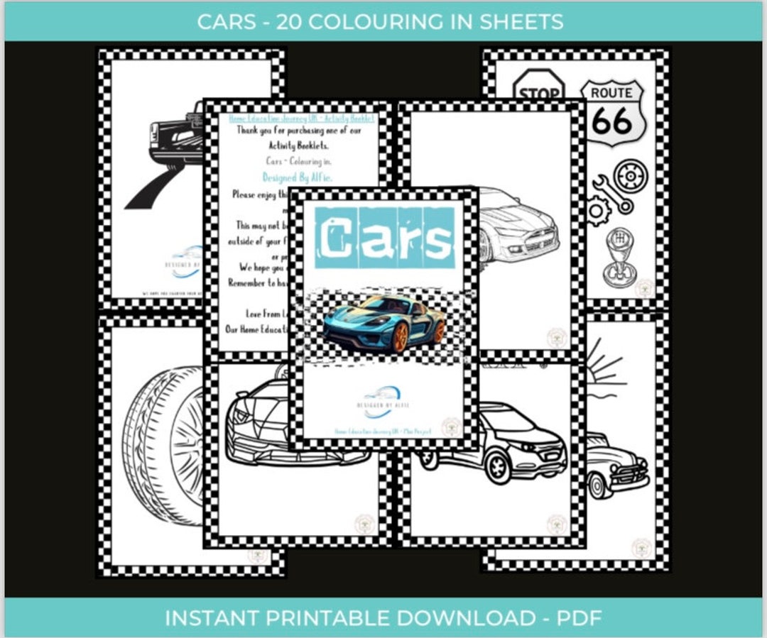 Cars - Colouring in Activity Booklet. Summer Activities. Downloadable ...