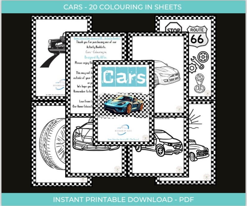 Cars - Colouring in Activity Booklet. Summer Activities. Downloadable ...