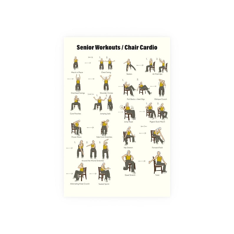 Chair Cardio Workout Poster, Senior Fitness, Home Gym Art - Etsy