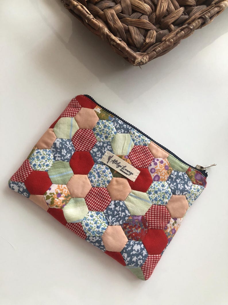 Patchwork Wallet PDF Template, Handmade Cotton Quilted Makeup Bag Model ...