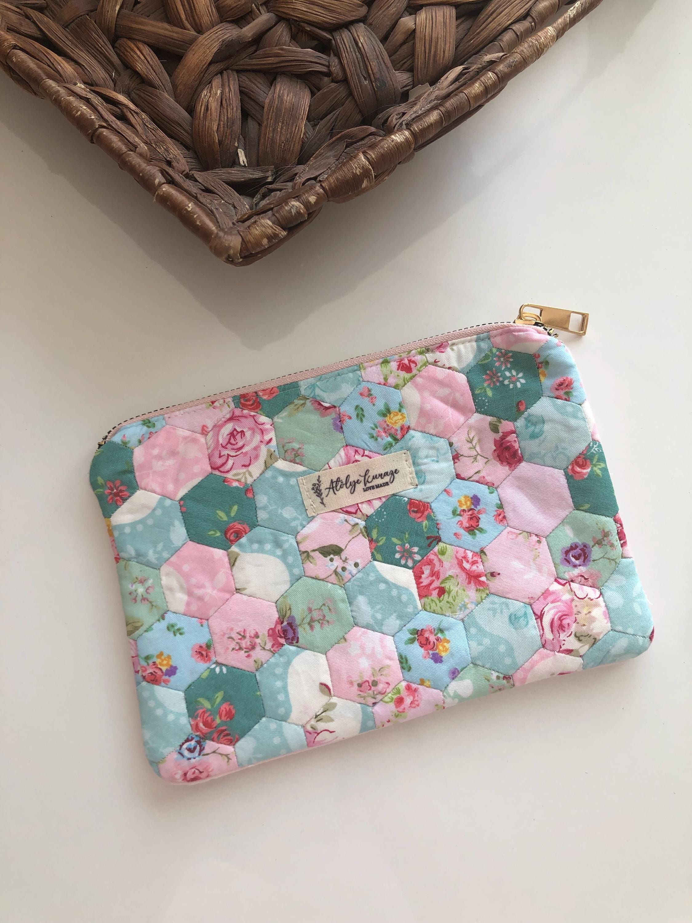 Patchwork Wallet PDF Template, Handmade Cotton Quilted Makeup Bag Model ...