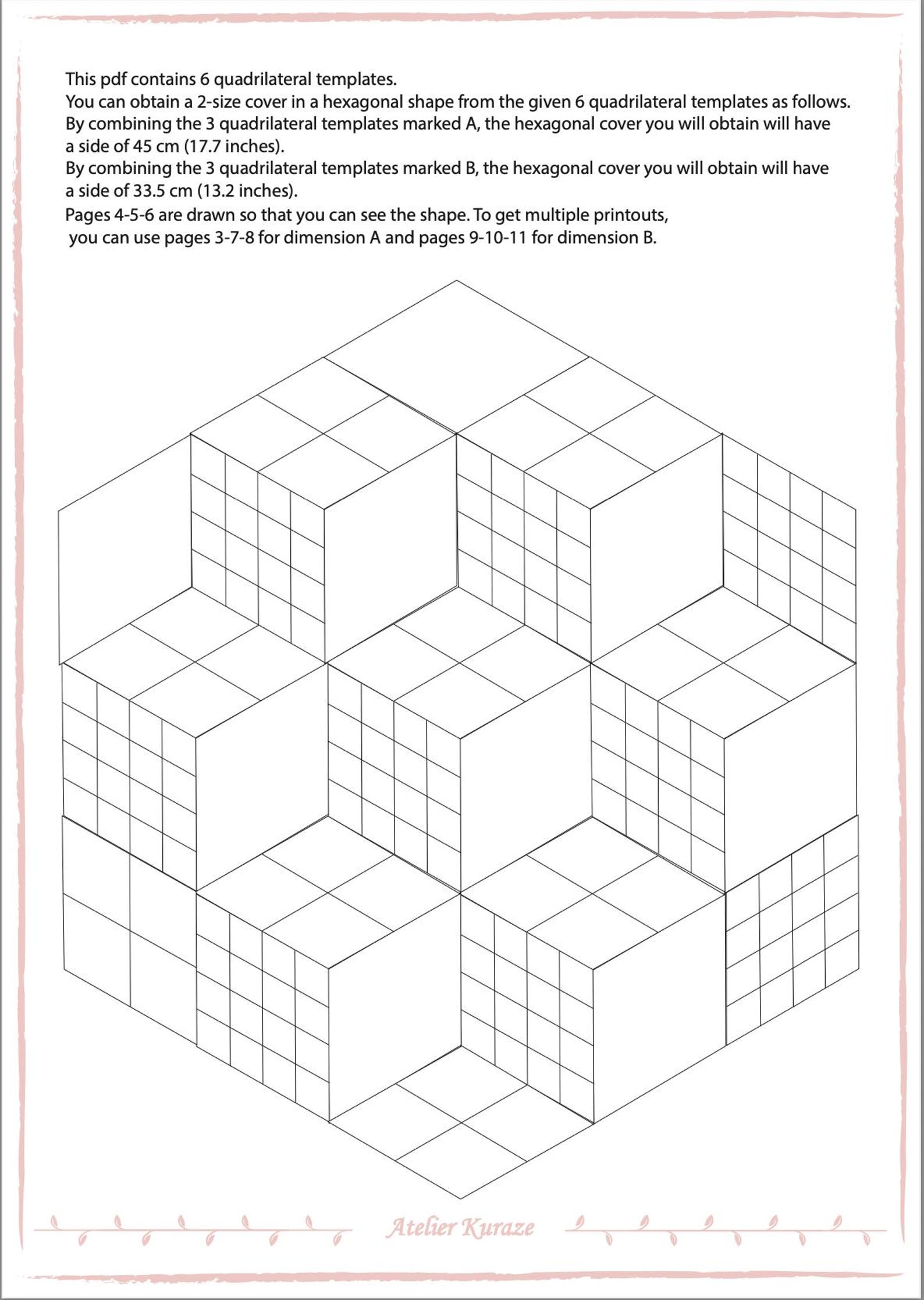 60 Degree Diamond Template, Patchwork PDF Template, Handmade Patchwork ...