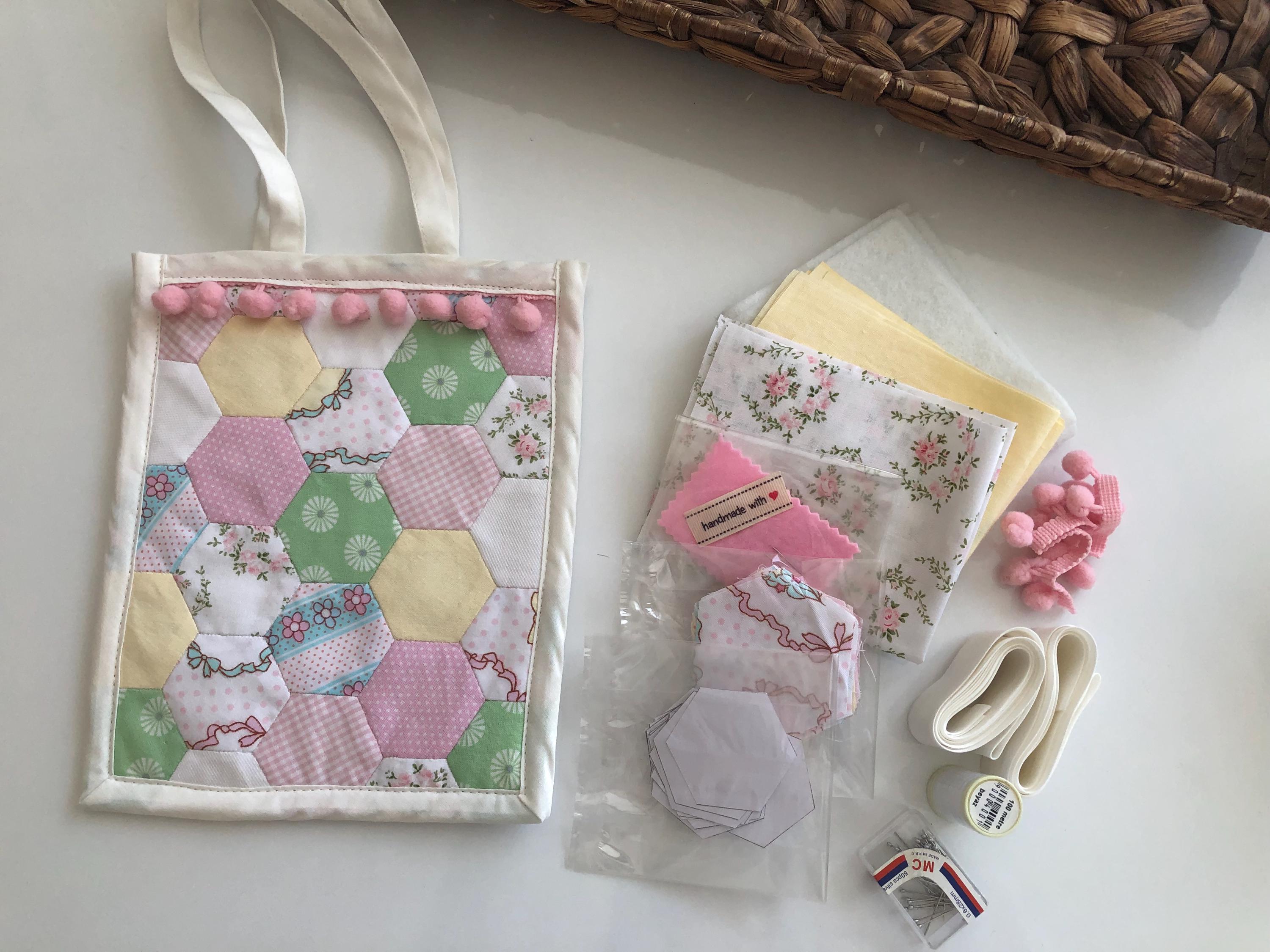 Diy Pink Patchwork Bag Set,do İt Yourself Handmade Cotton Quilted Girls ...