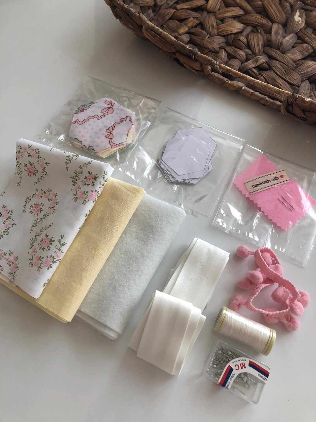 Diy Pink Patchwork Bag Set,do İt Yourself Handmade Cotton Quilted Girls ...