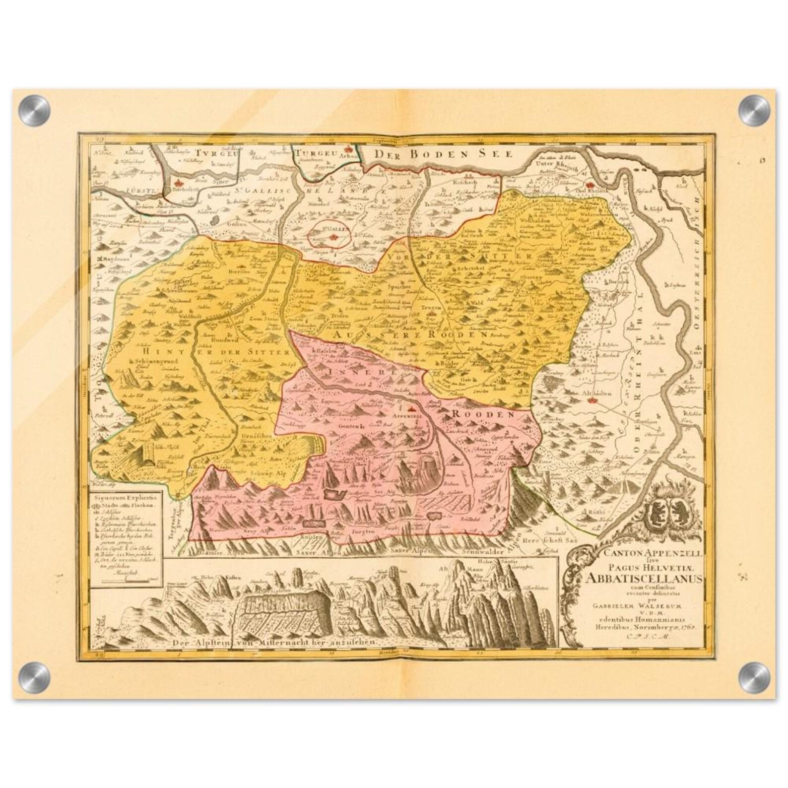 Vintage Map of Canton Appenzell, Switzerland Acrylic Print - Etsy